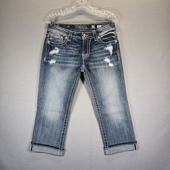 Miss Me | Pants & Jumpsuits | Miss Me Jeans Womens 3 Blue Cuffed Capri ...